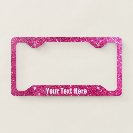 Pink Faux Glitter Custom License Plate Frame | Zazzle.ca