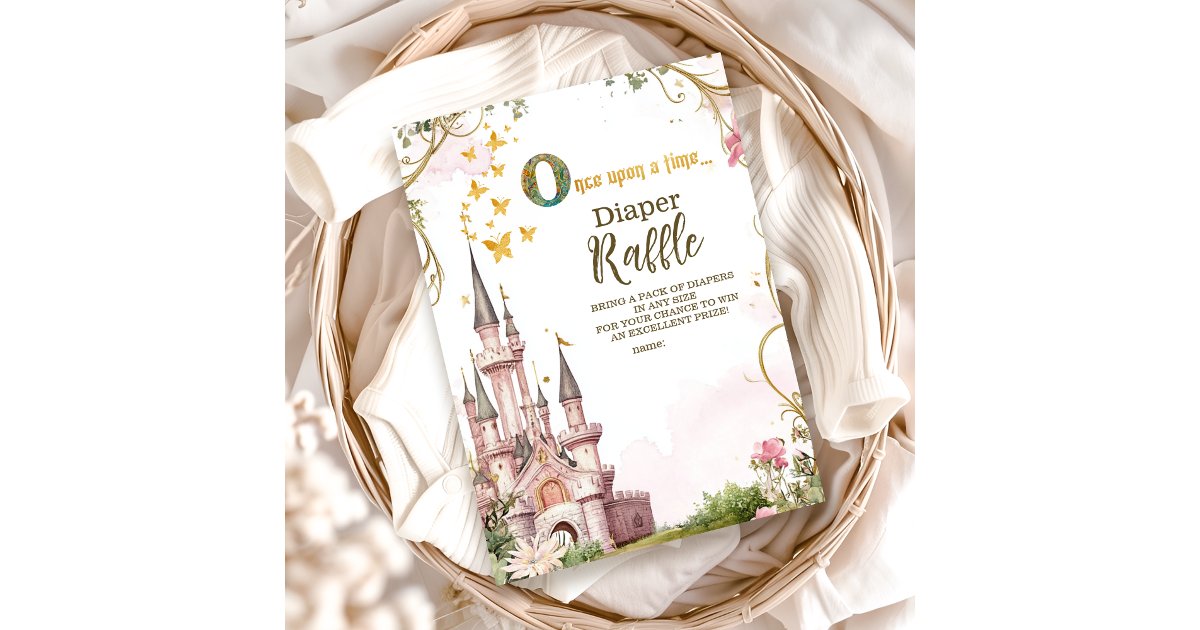 Pink Gold Little Princess Royal Diapper Raffle Enclosure Card | Zazzle
