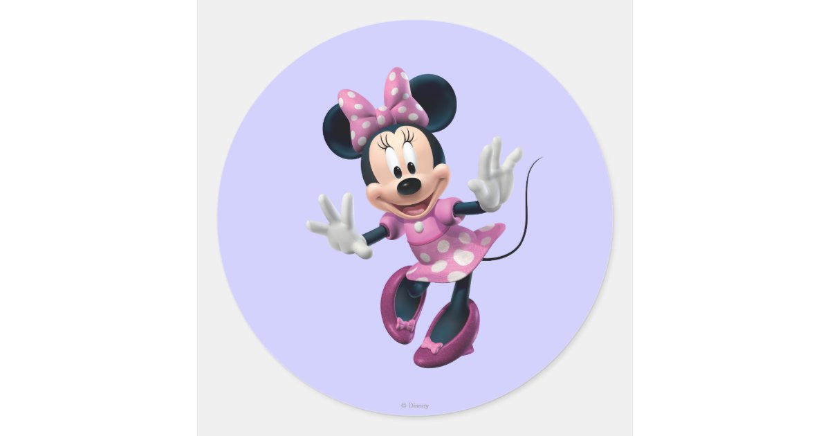 Pink Minnie | Hands Out Classic Round Sticker | Zazzle