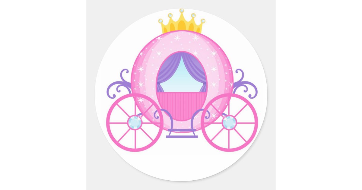 Pink Princess Carriage Sticker! Great Girl Gift! Classic Round Sticker ...