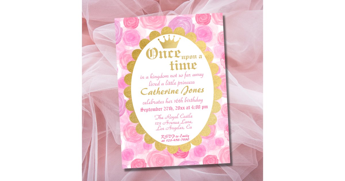 Pink Royal Princess Crown Girl Birthday Invitation | Zazzle Pink Royal Princess Crown Girl Birthday Invitation | Zazzle