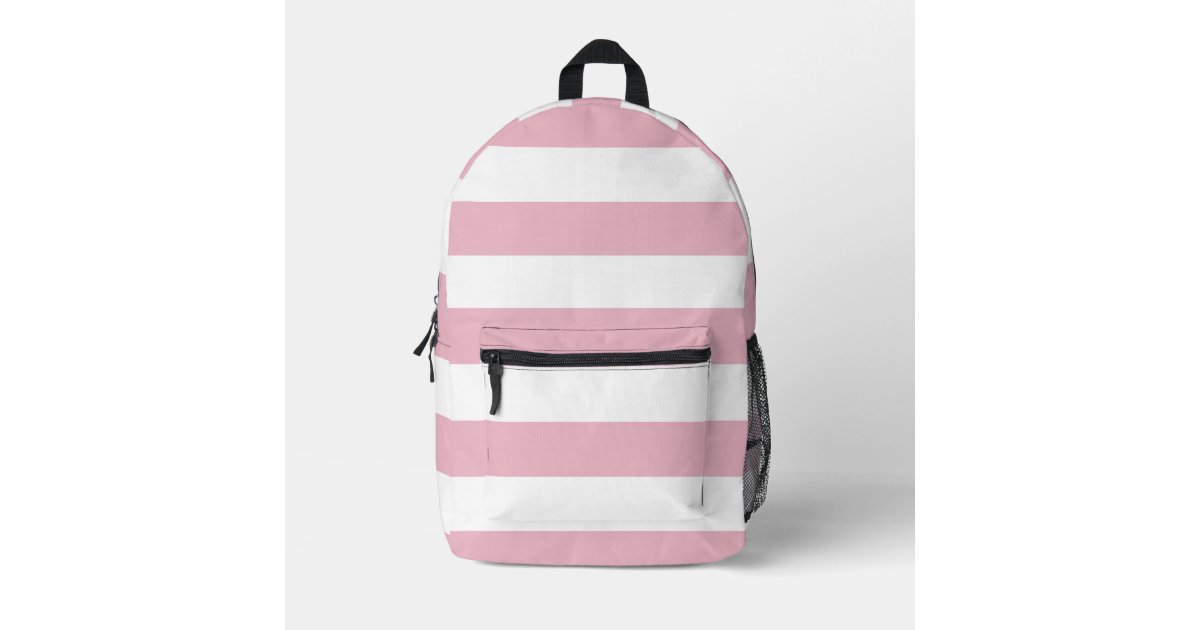Pink Stripes, White Stripes, Striped Pattern Printed Backpack | Zazzle