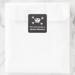 Pirate flag bookplate sticker/book label for boys | Zazzle