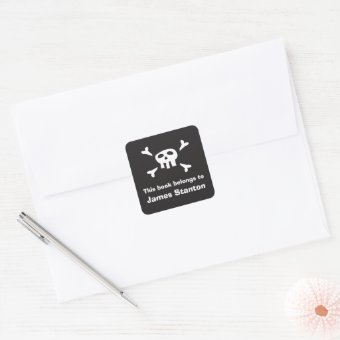 Pirate flag bookplate sticker/book label for boys | Zazzle