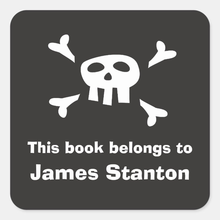 Pirate flag bookplate sticker/book label for boys | Zazzle