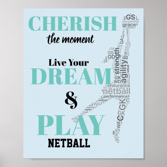 Player Themed Motivational Netball Quote Poster | Zazzle.ca