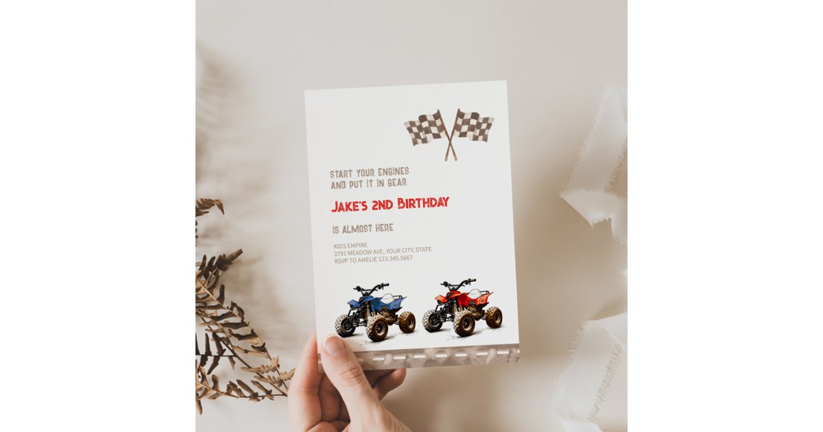 Playful ATV Bikes Birthday Invitation | Zazzle