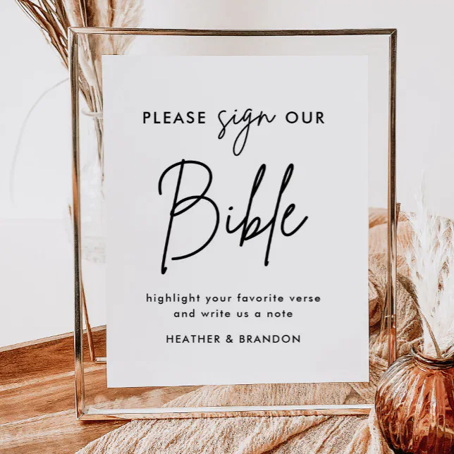 Please Sign Our Bible Wedding Guestbook Sign | Zazzle