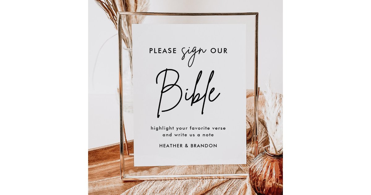 Please Sign Our Bible Wedding Guestbook Sign | Zazzle