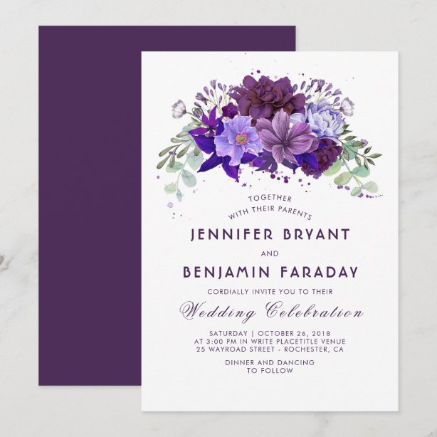 Violet Wedding Invitations & Announcements | Zazzle CA