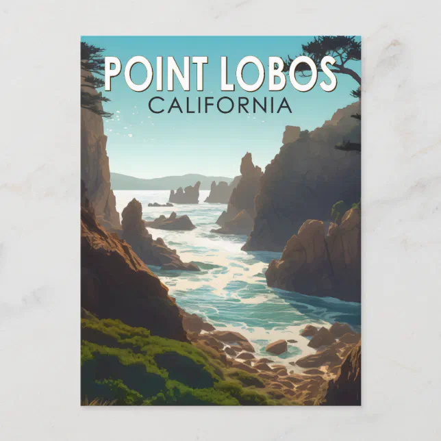 Point Lobos California Travel Art Vintage Postcard | Zazzle