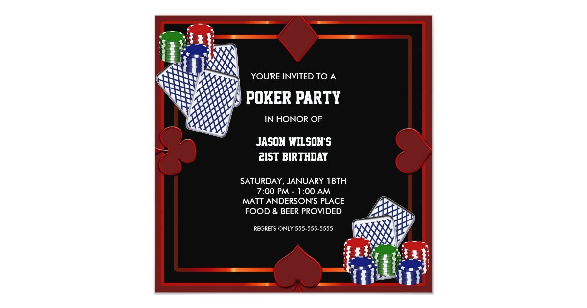Poker Party Birthday Party Invitation | Zazzle.ca