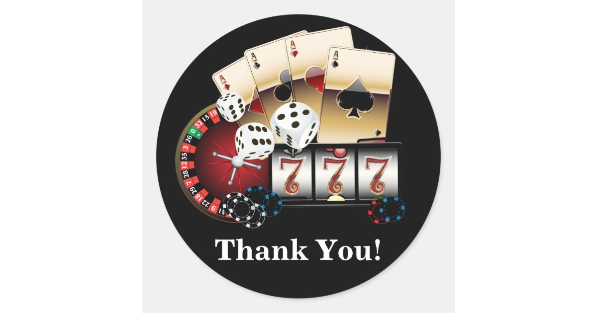 Poker Playing Card, casino, thank you stickers | Zazzle