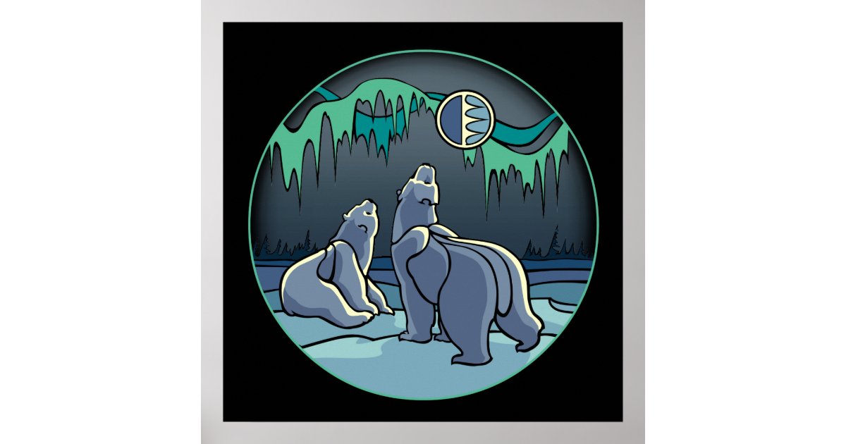 Polar Bear Art Poster Print First Nation Wildlife | Zazzle