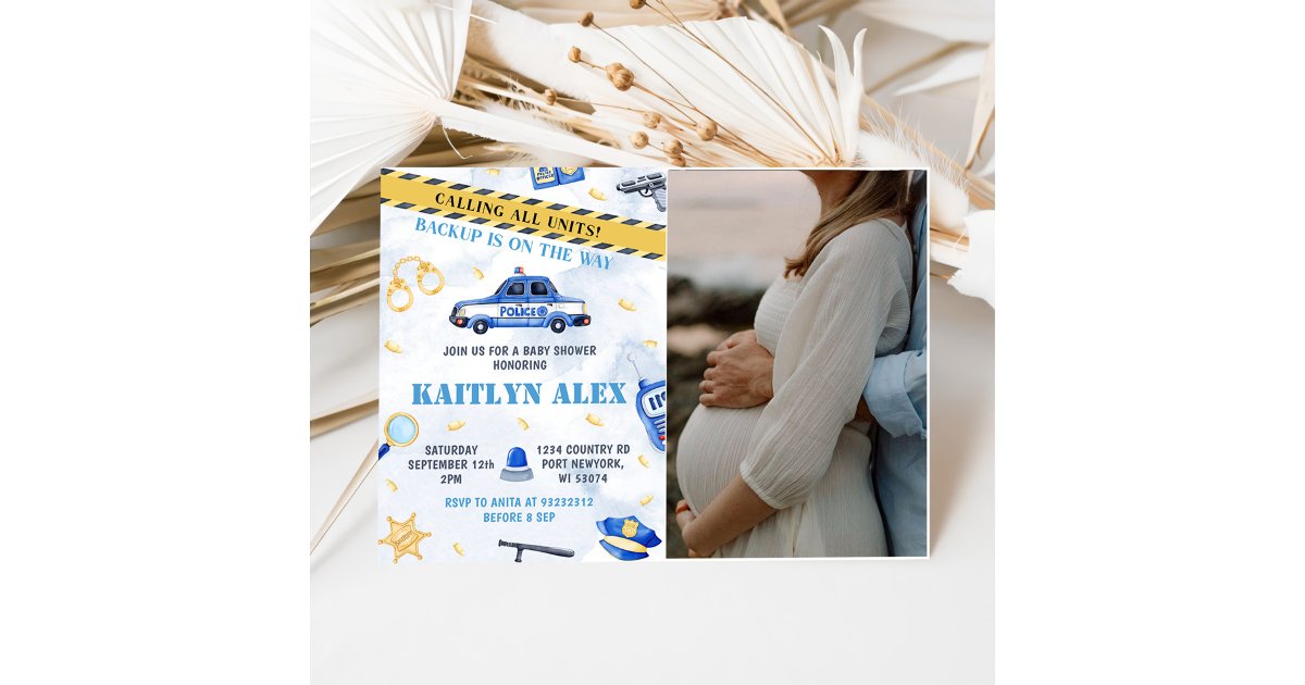 Police Boy Baby Shower Party Photo Invitation | Zazzle