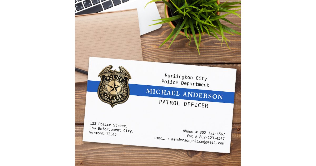 Police Deptartment Custom Law Enforcement Badge Business Card | Zazzle