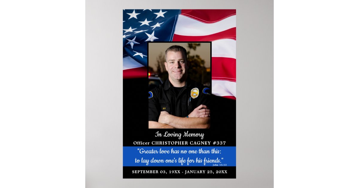Police Memorial In Loving Memory Keepsake Funeral Poster | Zazzle