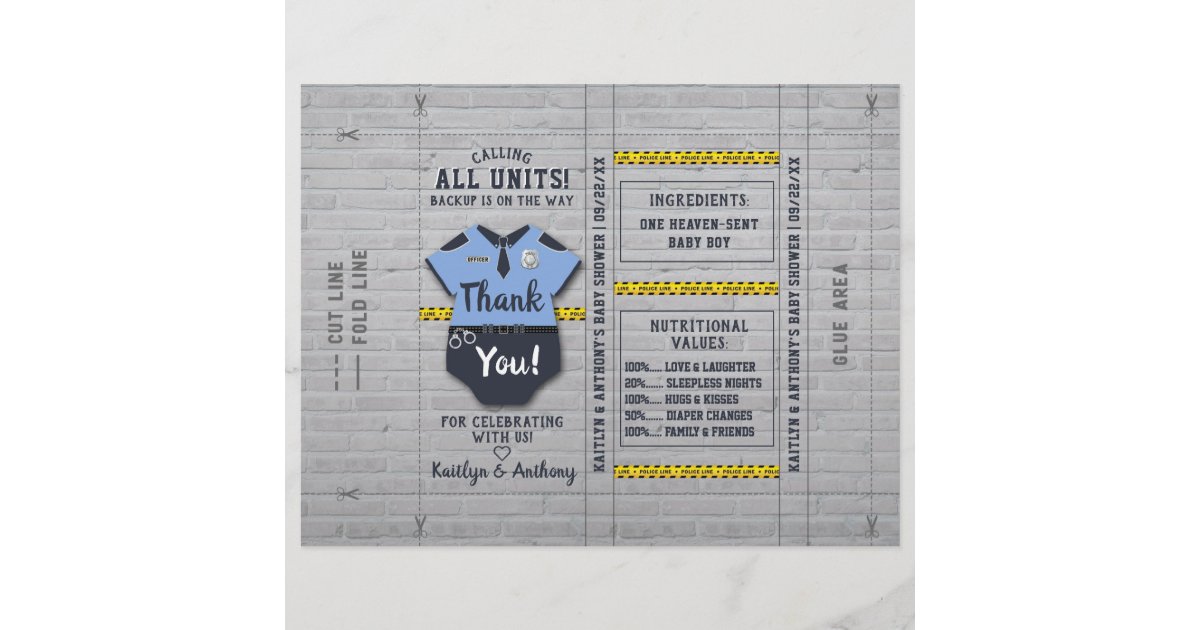 Police Officer Baby Shower DIY Candy Bar Wrapper | Zazzle