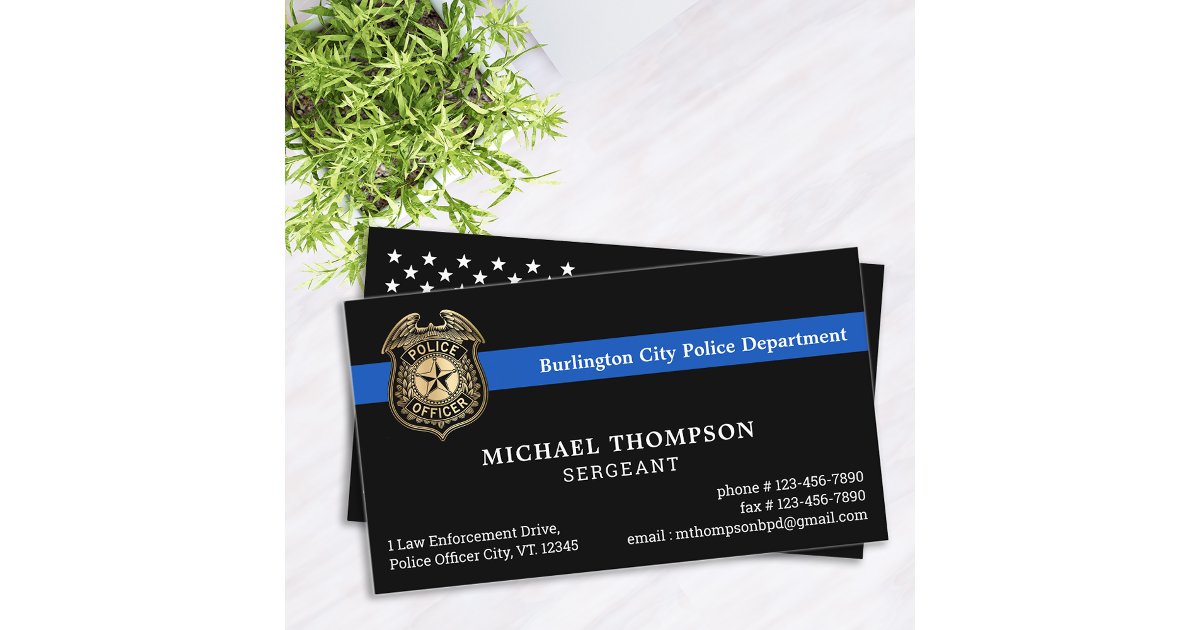Police Officer Custom Logo Cop Law Enforcement Business Card | Zazzle
