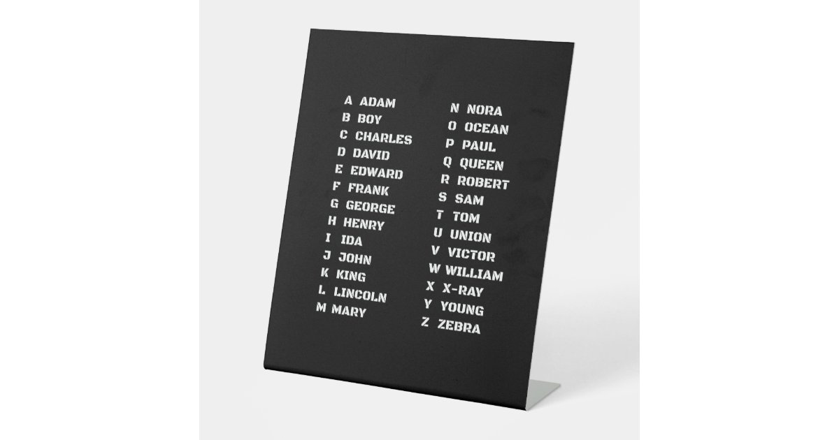 Police Phonetic Alphabet Chart Pedestal Sign | Zazzle