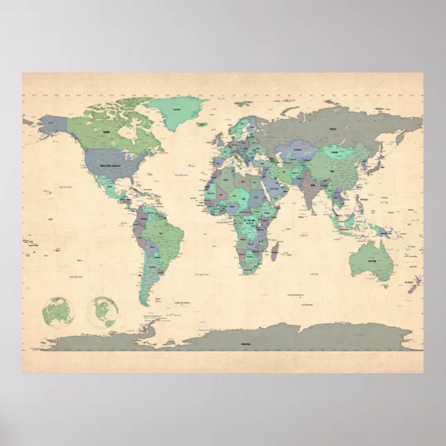 Political Map of the World Map Poster | Zazzle
