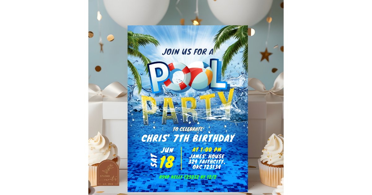 Pool Party Splash Summer Invitation | Zazzle