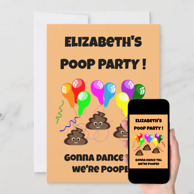 POOP emoji happy birthday party Invitation | Zazzle