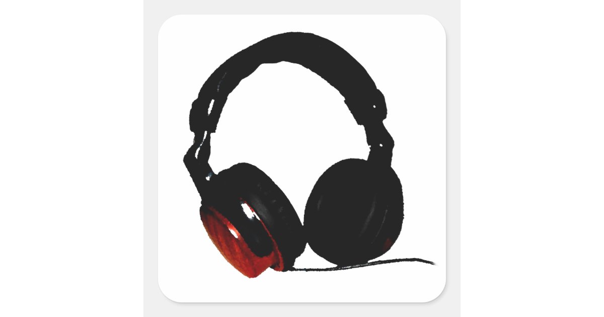 Pop Art Headphone Square Sticker | Zazzle