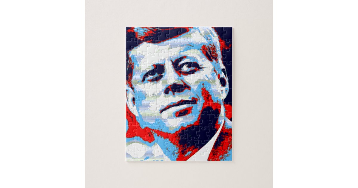 Pop Art JFK John F. Kennedy Red Blue Jigsaw Puzzle | Zazzle