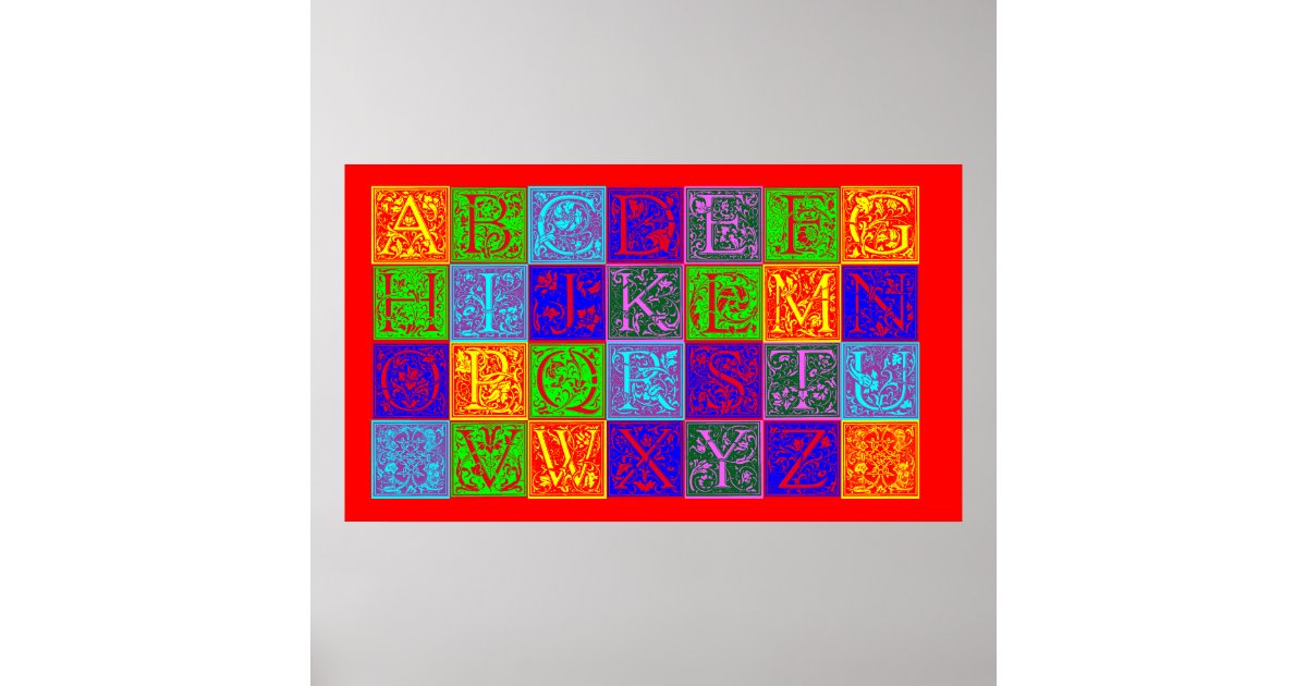 Poster Alphabet décoratif Vintage Pop Art | Zazzle.ca