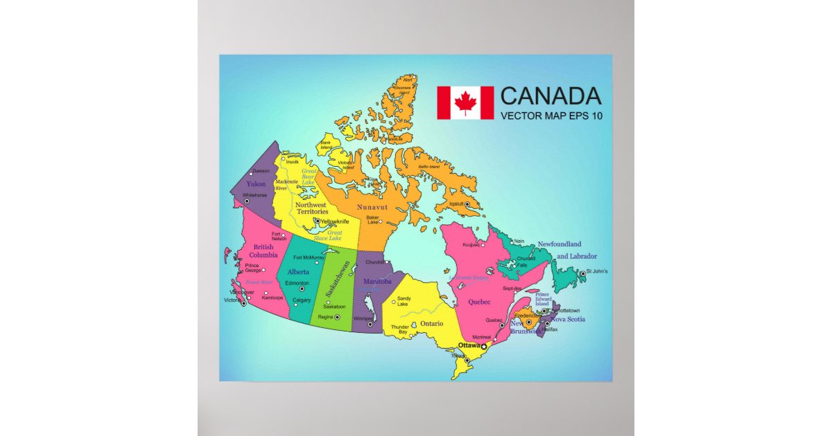 Poster - Canada Map with Provinces | Zazzle