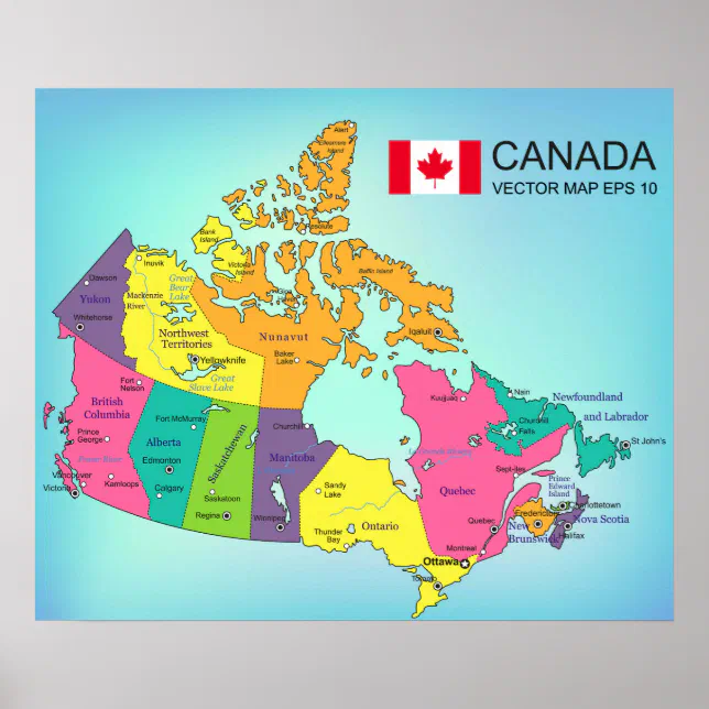 Poster - Canada Map with Provinces | Zazzle