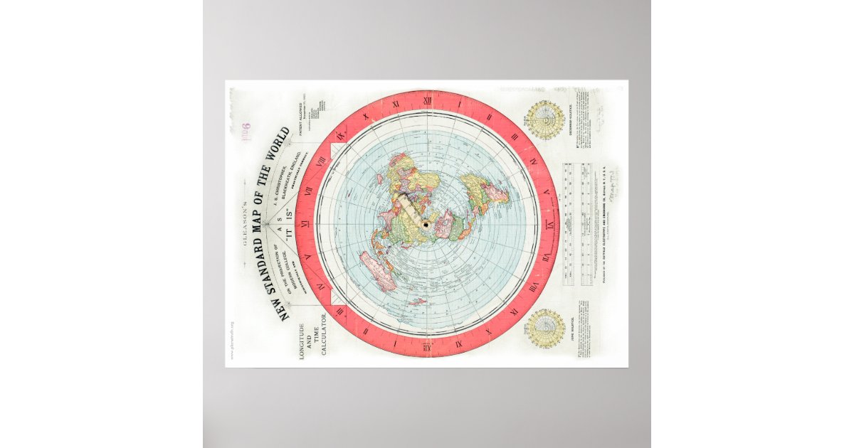 Poster Gleason's NEW STANDARD MAP OF THE WORLD - High Rez | Zazzle.ca
