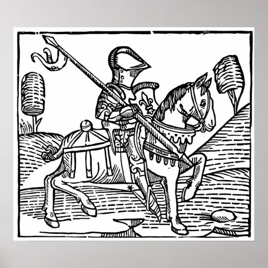 Poster Gravure médiévale de chevalier | Zazzle.ca