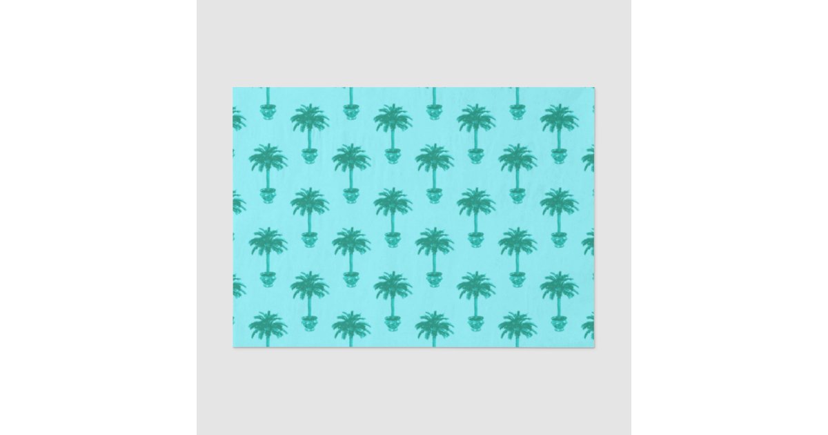 Potted Palm Tree in Turquoise and Aqua Tissue Paper | Zazzle