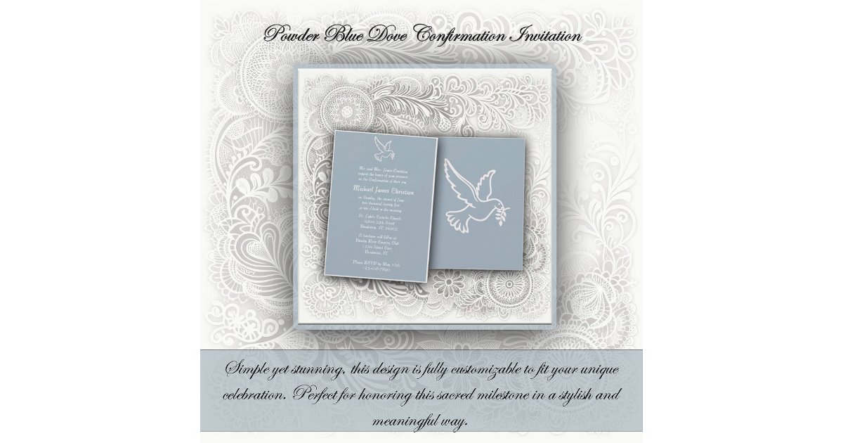Powder Blue Dove Confirmation Invitation | Zazzle