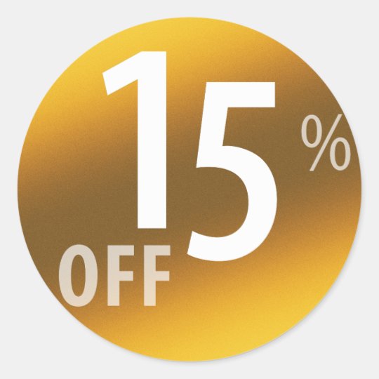 Powerful 15% OFF SALE Sign | Gold Classic Round Sticker | Zazzle.ca