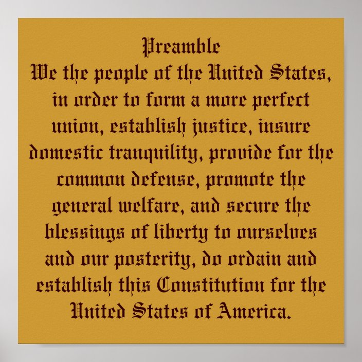 Preamble of the Constitution. Poster | Zazzle.ca