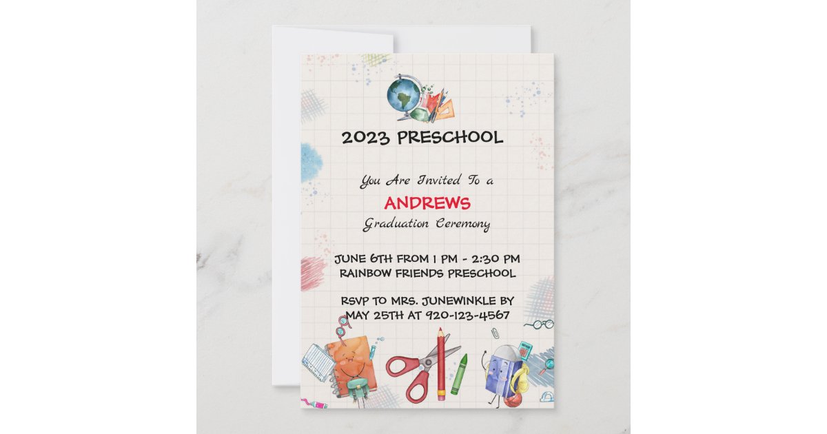 Prek Graduation Graph Paper Invitation | Zazzle