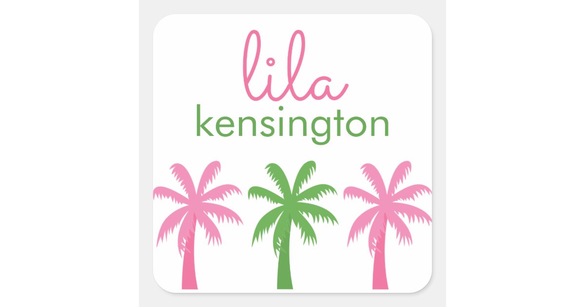 Preppy Palm Trees Personalized Stickers | Zazzle