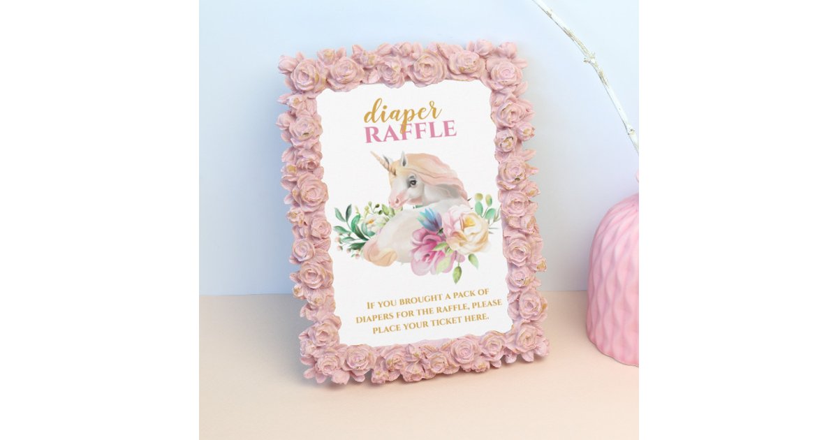 Pretty Baby Unicorn Diaper Raffle Entrance Sign Invitation | Zazzle