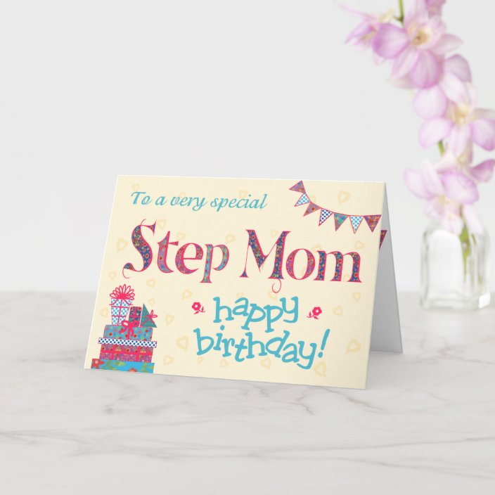 Pretty Birthday Card For Step Mom Bunting Ts Zazzle Ca