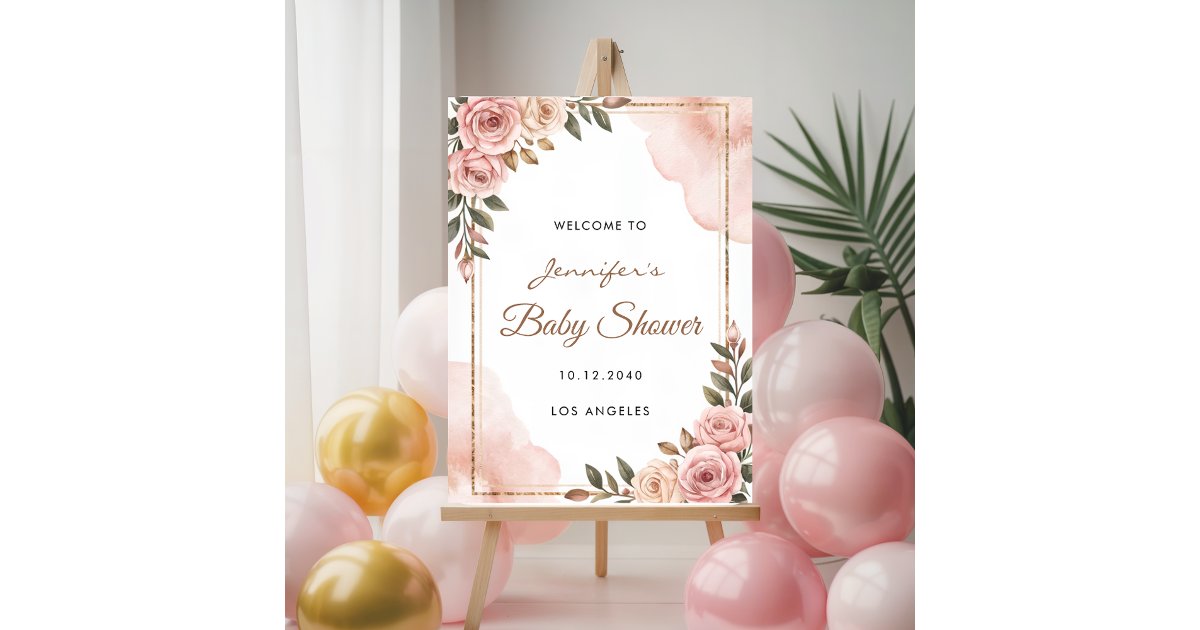Pretty Garden Flowers Baby Shower Welcome Poster | Zazzle