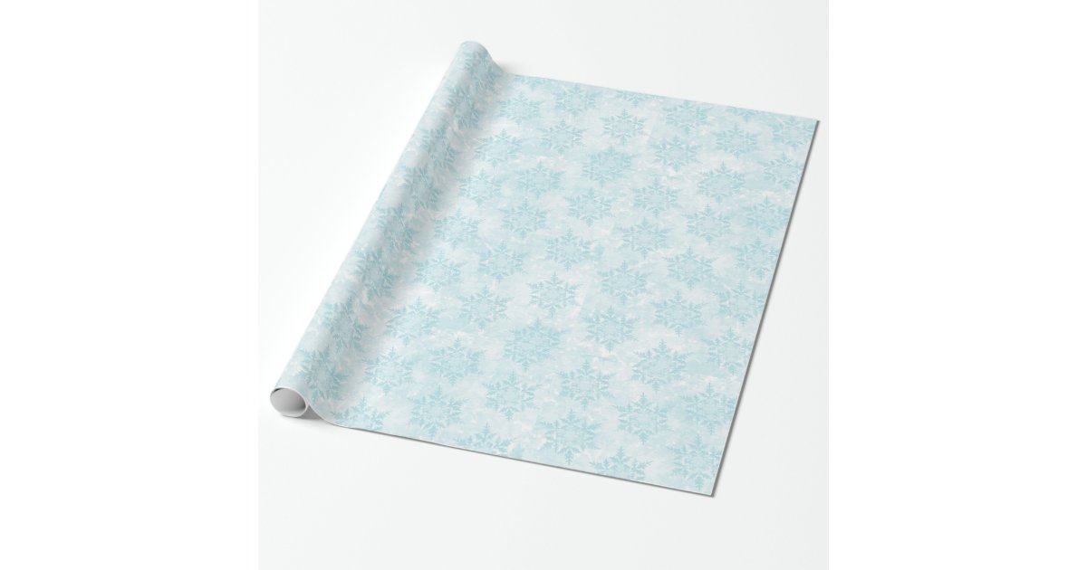 Pretty Light Blue Snowflakes Wrapping Paper | Zazzle