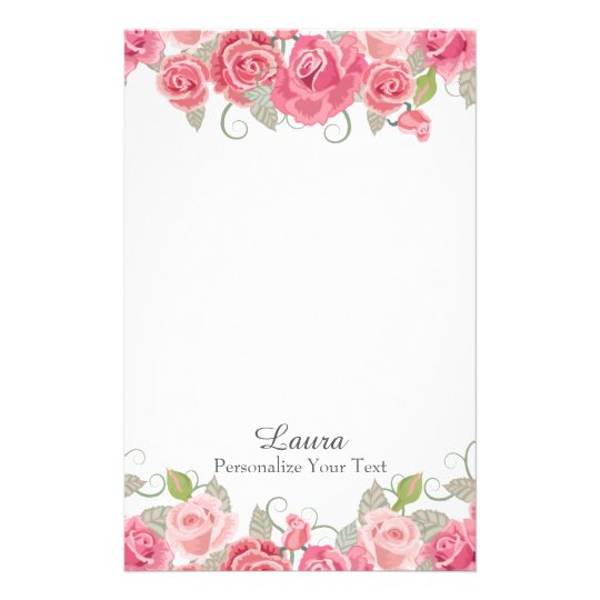 Pretty Pink Floral Stationery | Zazzle.ca