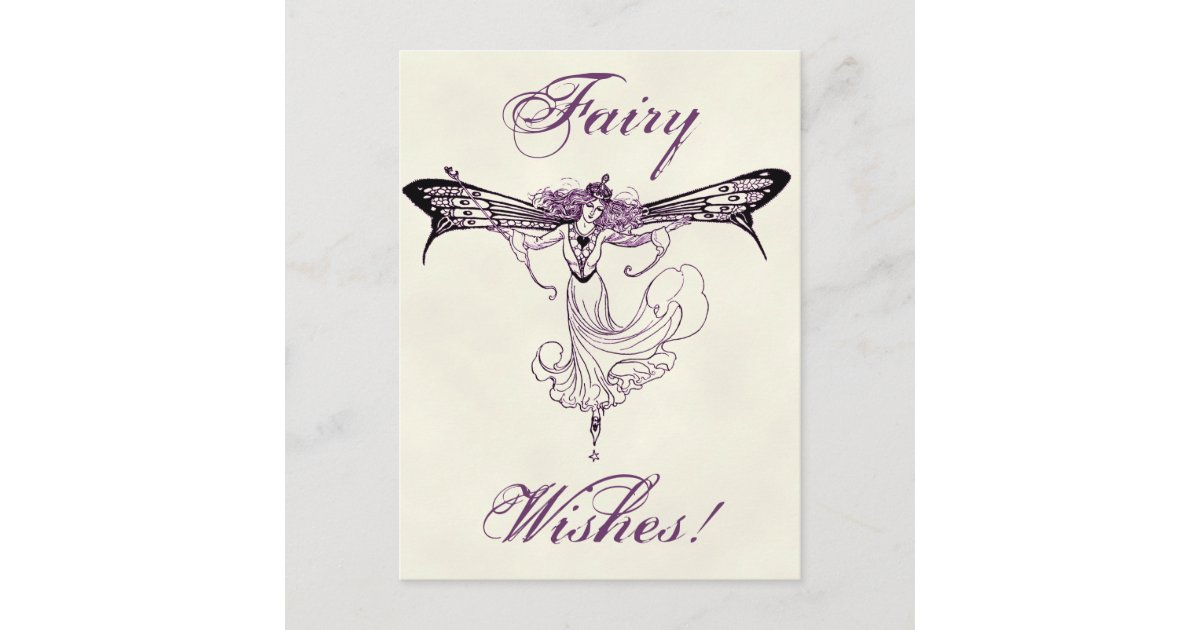 Pretty Vintage Fairy Decal Postcard | Zazzle
