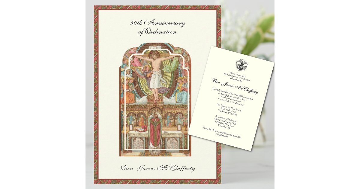 Priest Ordination Anniversary First Mass Invitation | Zazzle
