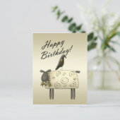 Primitive Crow and Sheep Birthday Postcard | Zazzle