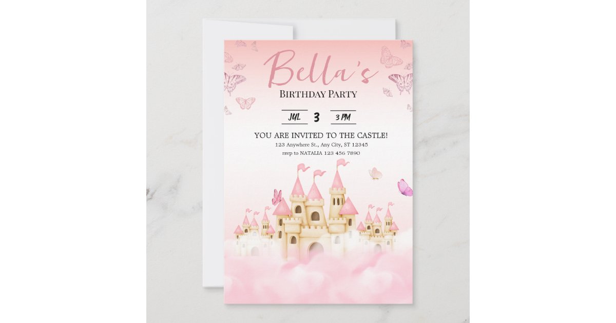 Princess Castle Birthday Invitation | Zazzle