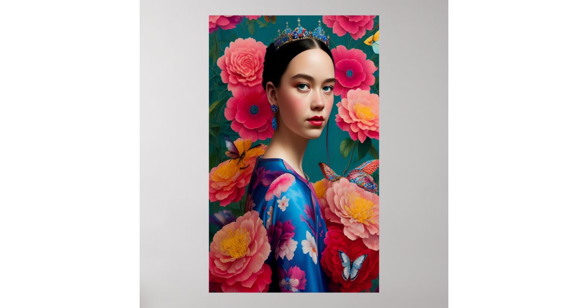 Princess with a blue tiara poster | Zazzle